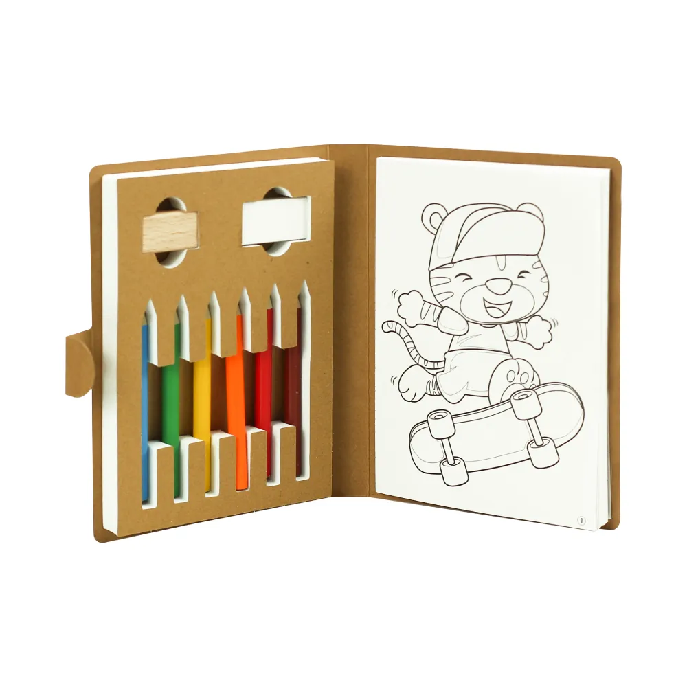 Eco-Friendly Drawing Pad Set with Colored Pencils, Sharpener & Eraser ...